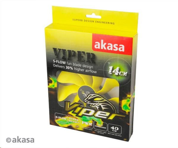 AKASA ventilátor Viper, 140 x 25mm, PWM regulace, extra výkonný a tichý ...