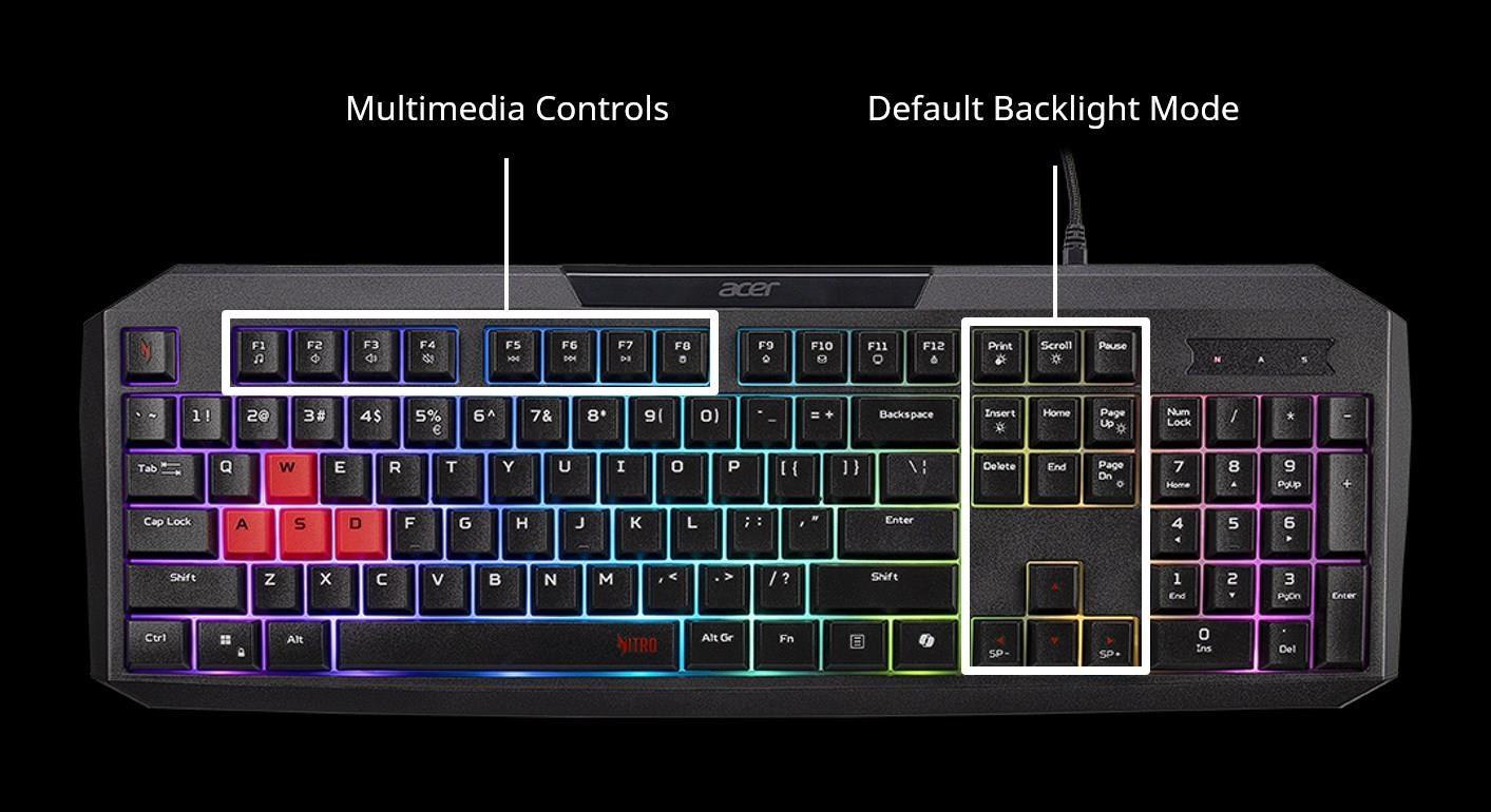 ACER Nitro Gaming Keyboard 100, Membrane Switch, 26 Anti-ghosting ...